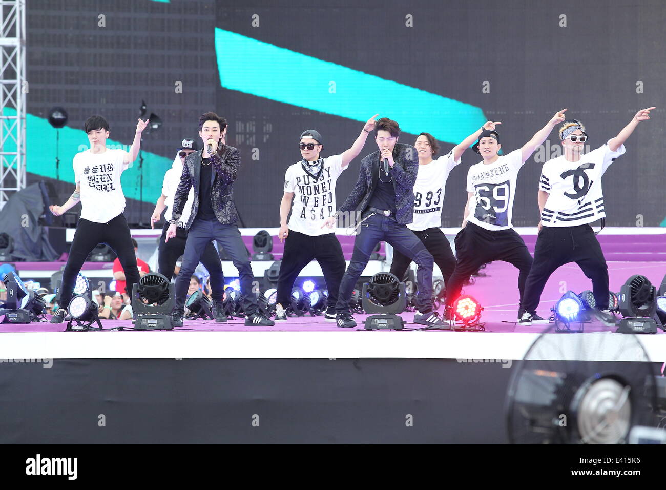 Band Super Junior-M perform on stage at the 2nd Hong Kong Dome Festival ...