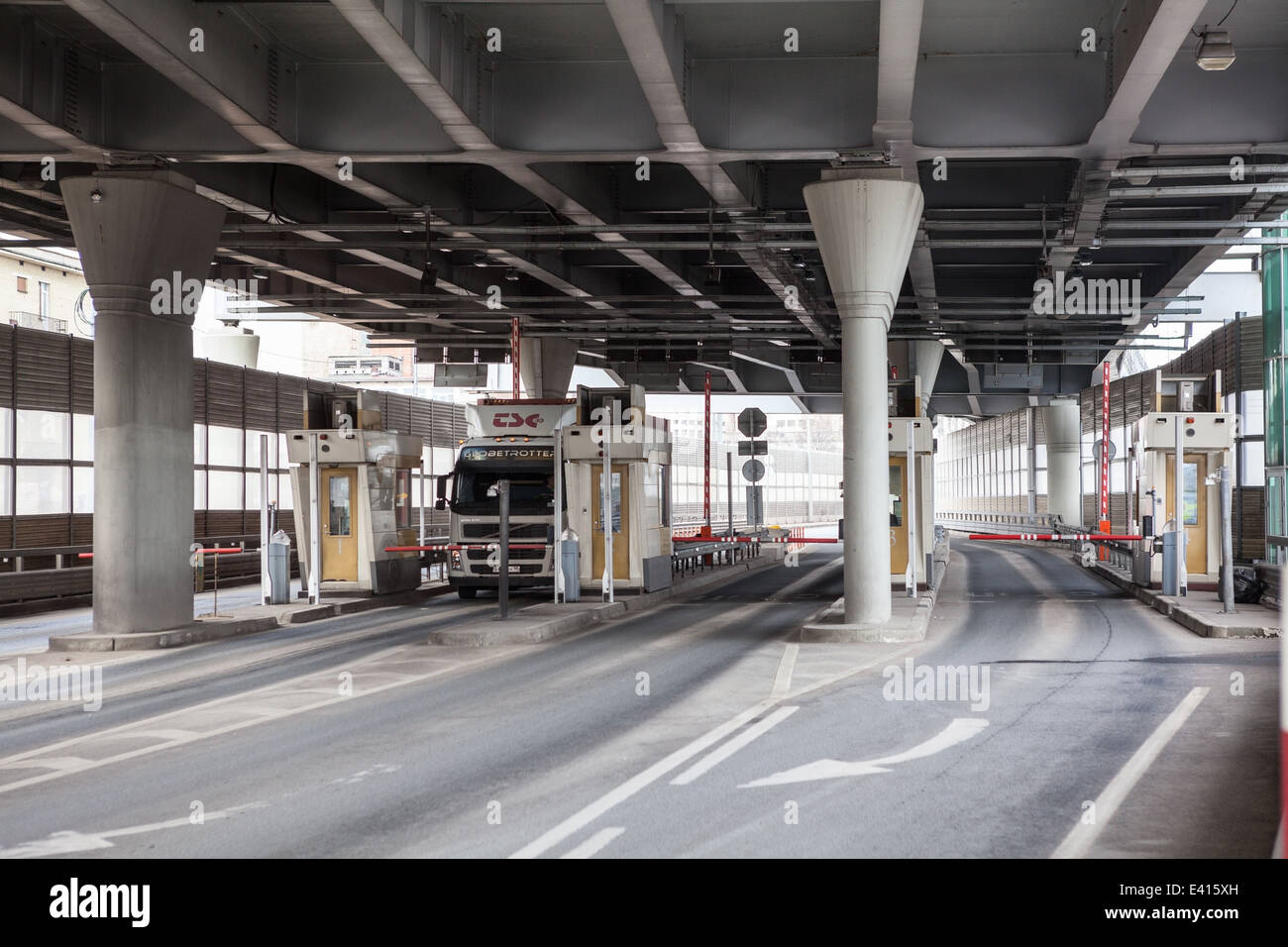 Western High-Speed Diameter WHSD tollway with fee booth in entrance in ...