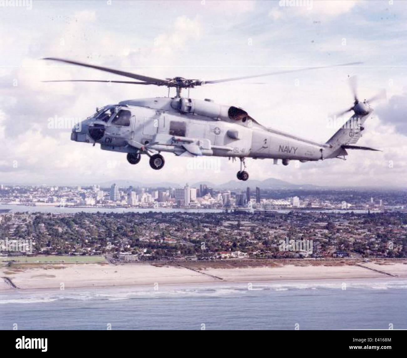 This photograph depicts a U.S. Navy HSL 41 SH-60B Seahawk helicopter ...