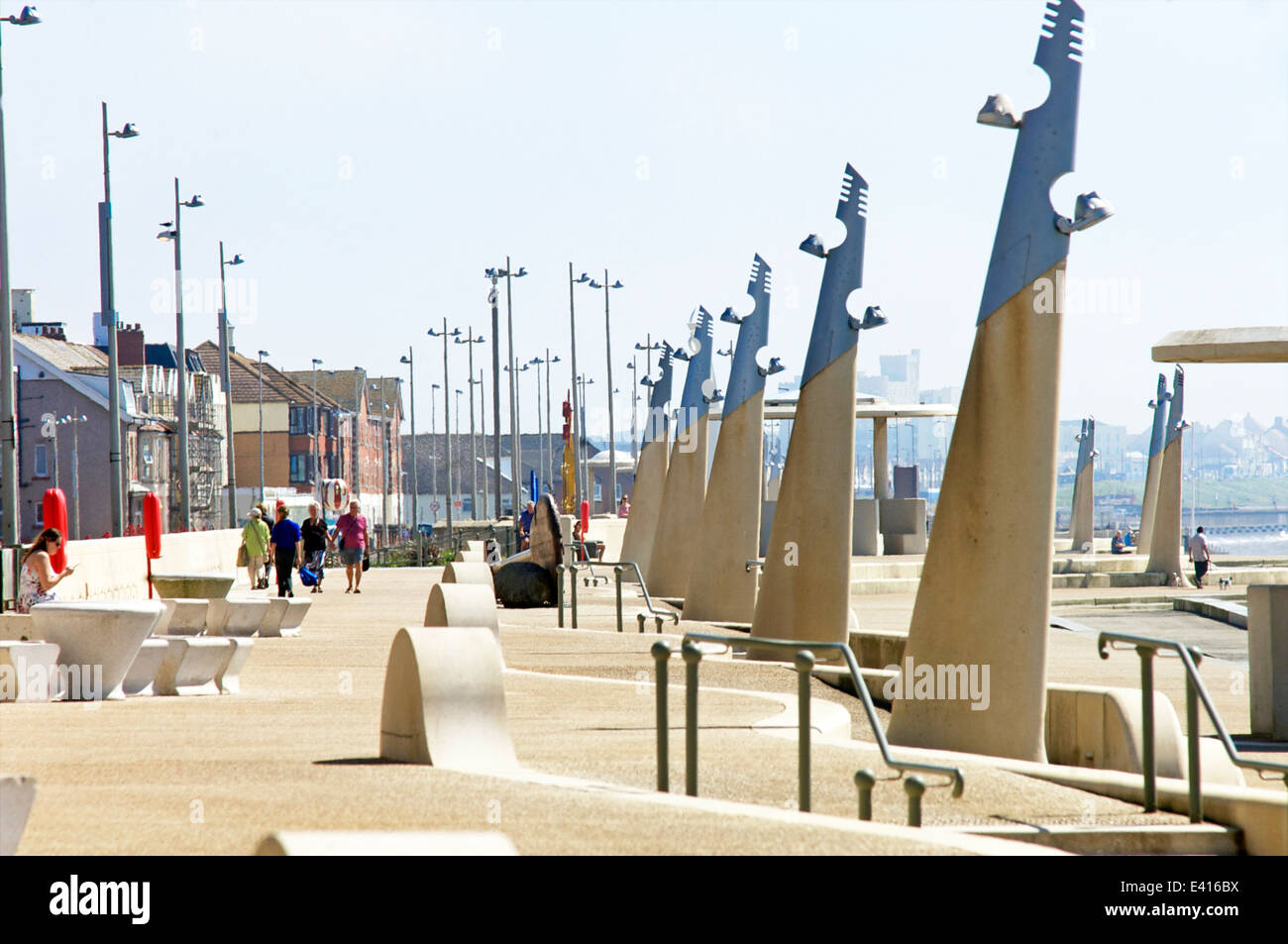 Cleveleys seafront and flood defences Stock Photo - Alamy