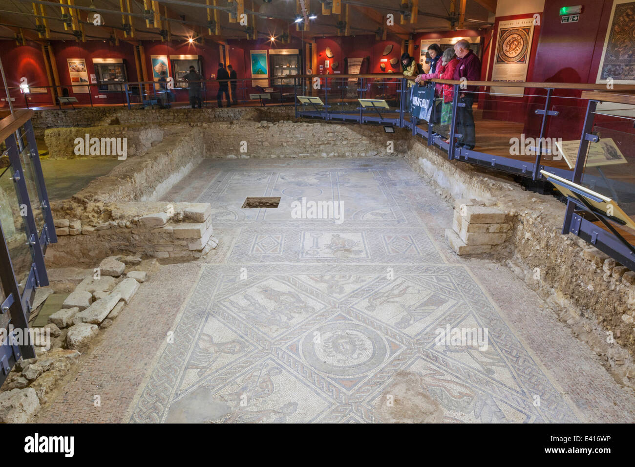 England, Hampshire, Isle of Wight, Brading Roman Villa, Mosaic Flooring ...