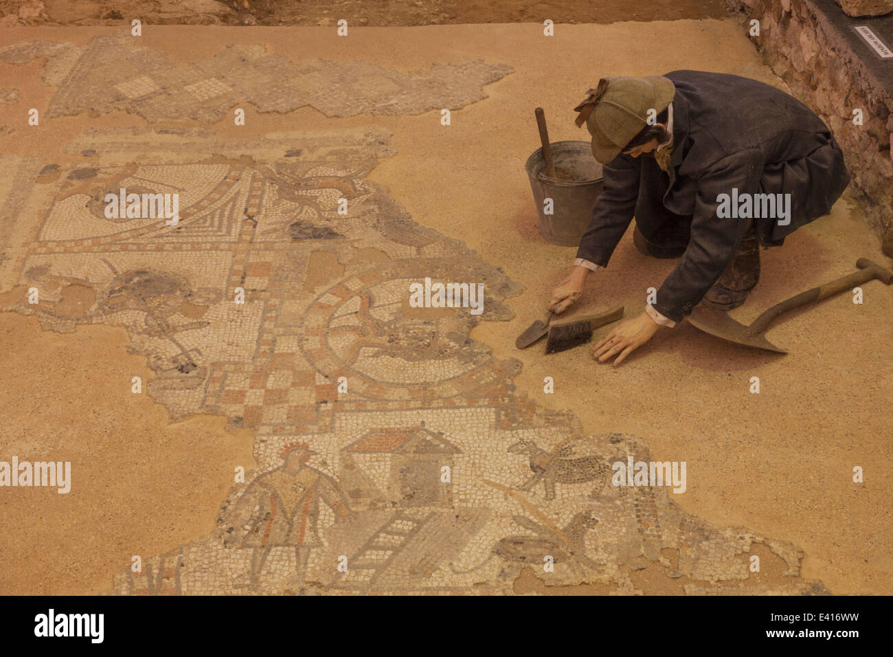 England, Hampshire, Isle of Wight, Brading Roman Villa, Mosaic Flooring ...