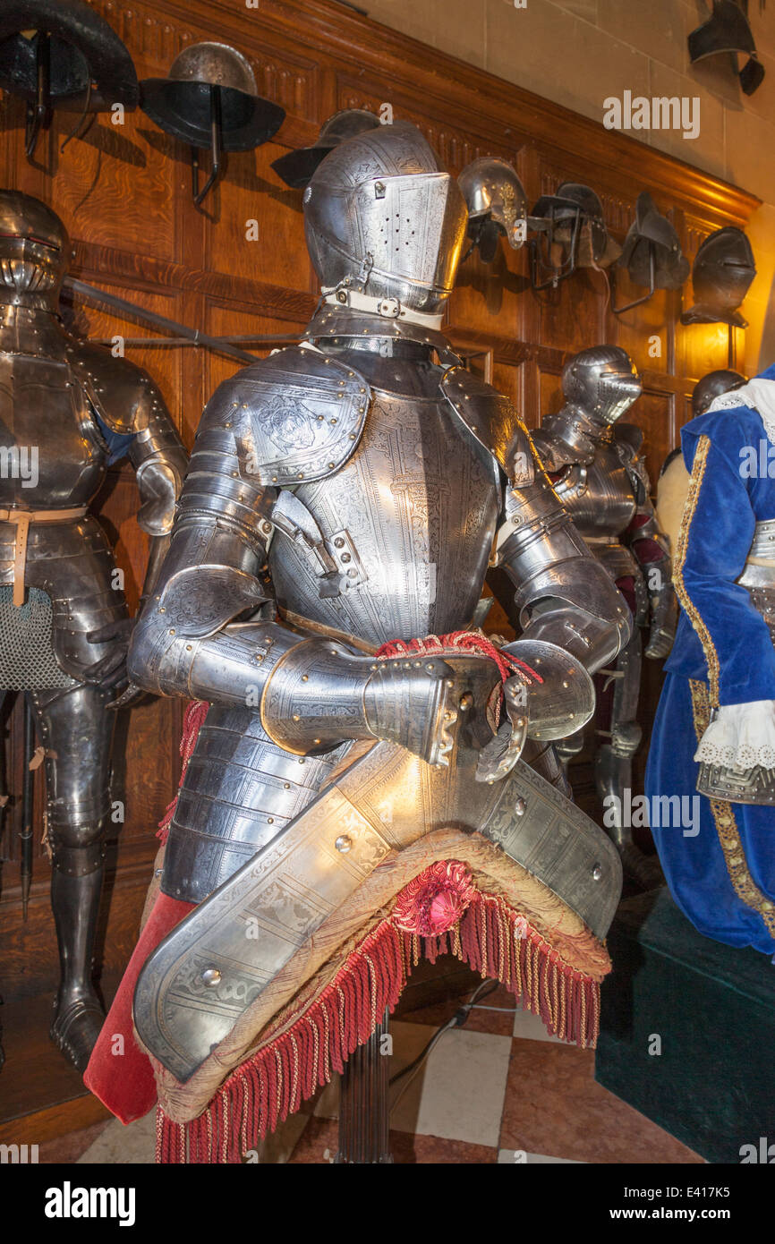 England, Warwickshire, Warwick, Warwick Castle, Display of Armour Stock ...