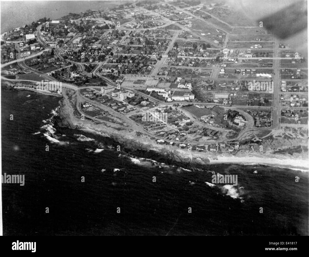 An aerial photograph taken in the mid-1920s showing the coastal city of ...