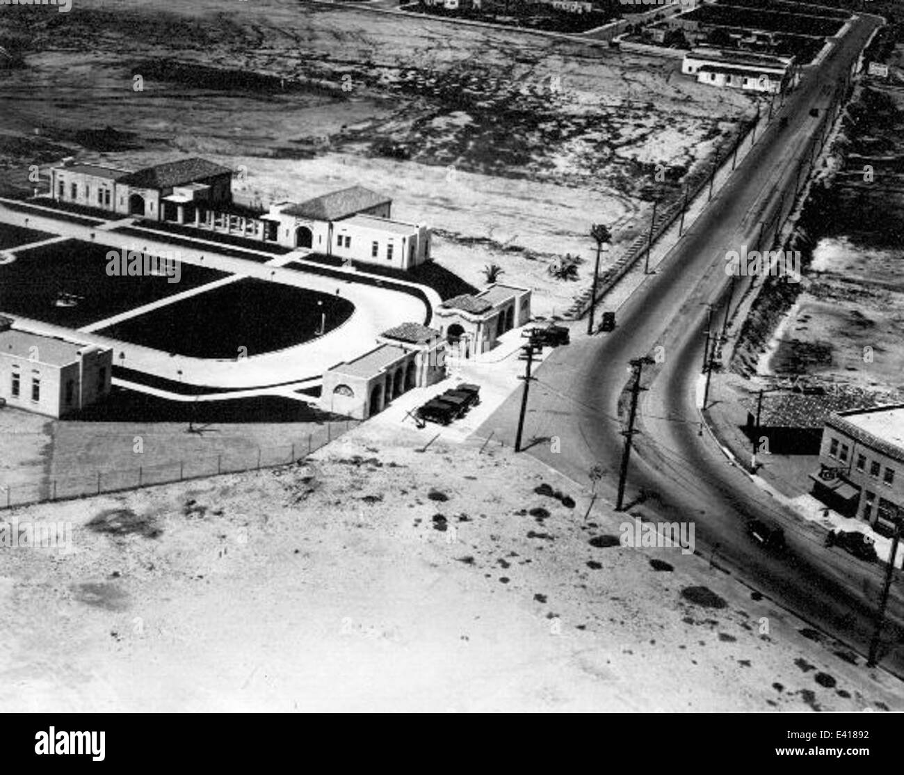 Aerial view of the gate at the Naval Training Center (NTC) San Diego in ...