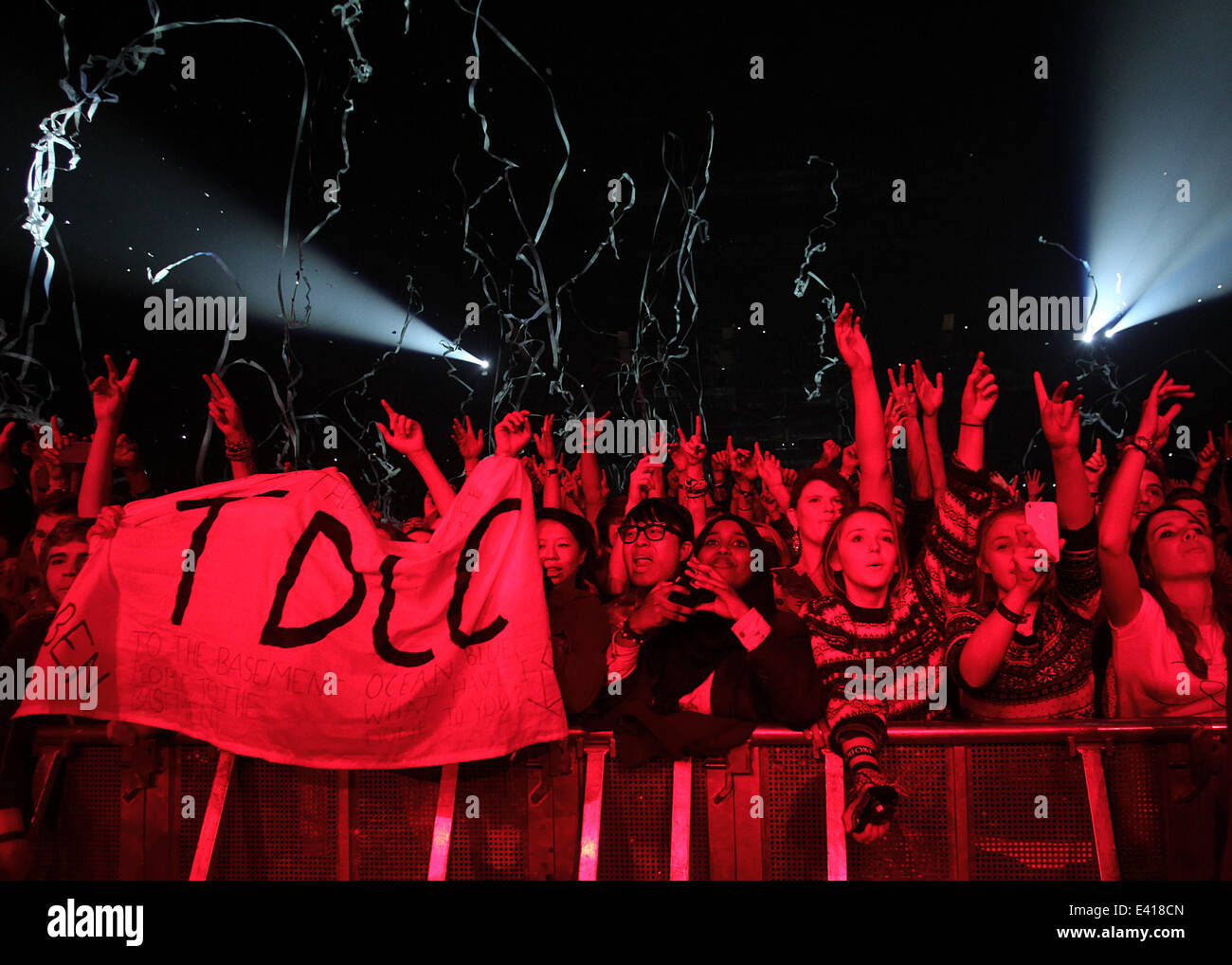 Two Door Cinema Club performing on stage at the O2 Arena in Greenwich ...