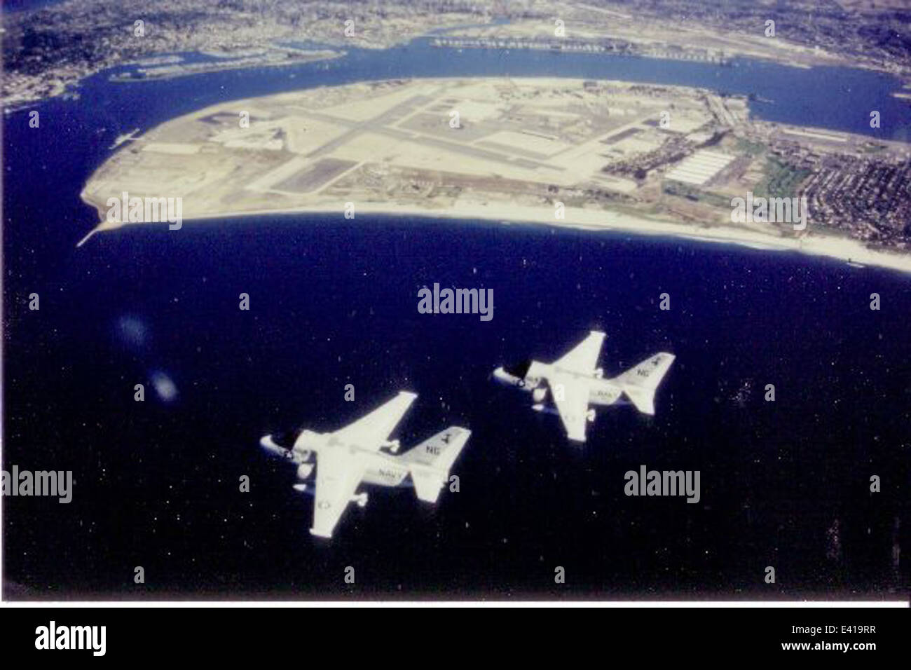 Two VS-33 S3B aircraft fly over North Island, demonstrating naval ...