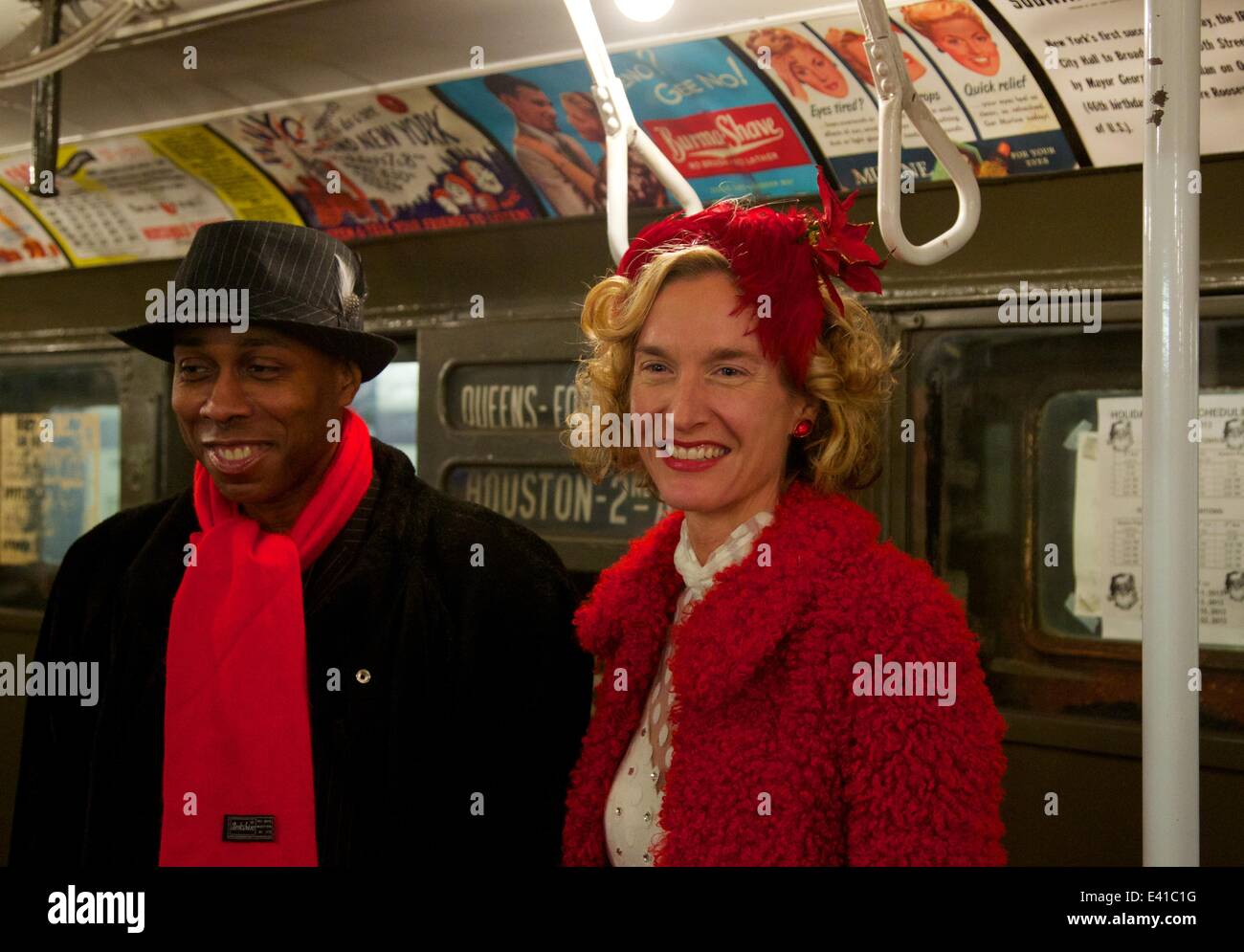 Metropolitan Transit Authority (MTA) 'Nostalgia' vintage subway train sits in the West 4th ...