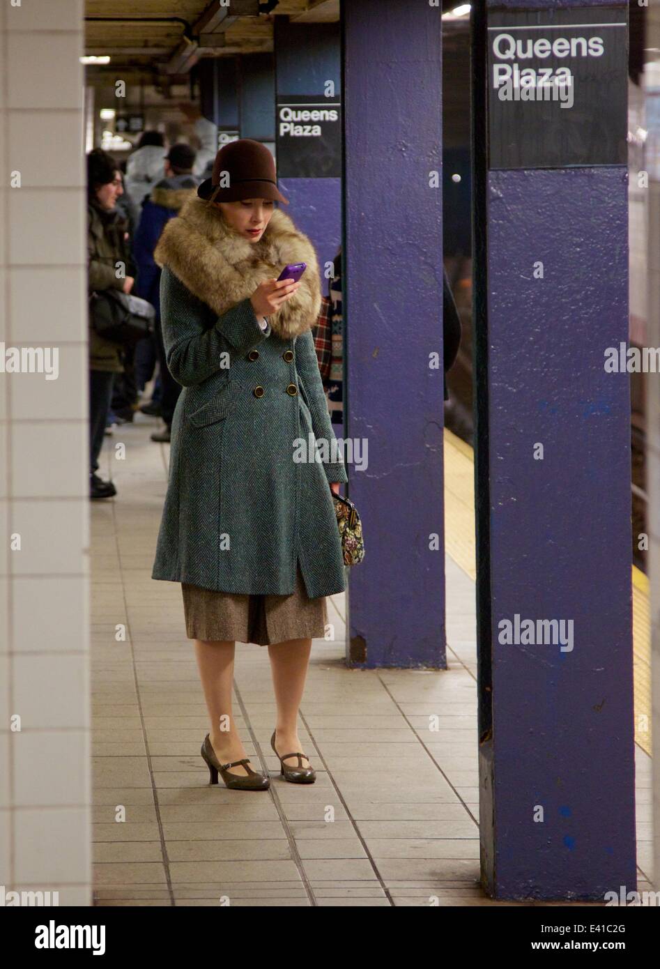 Metropolitan Transit Authority (MTA) 'Nostalgia' vintage subway train sits in the West 4th ...