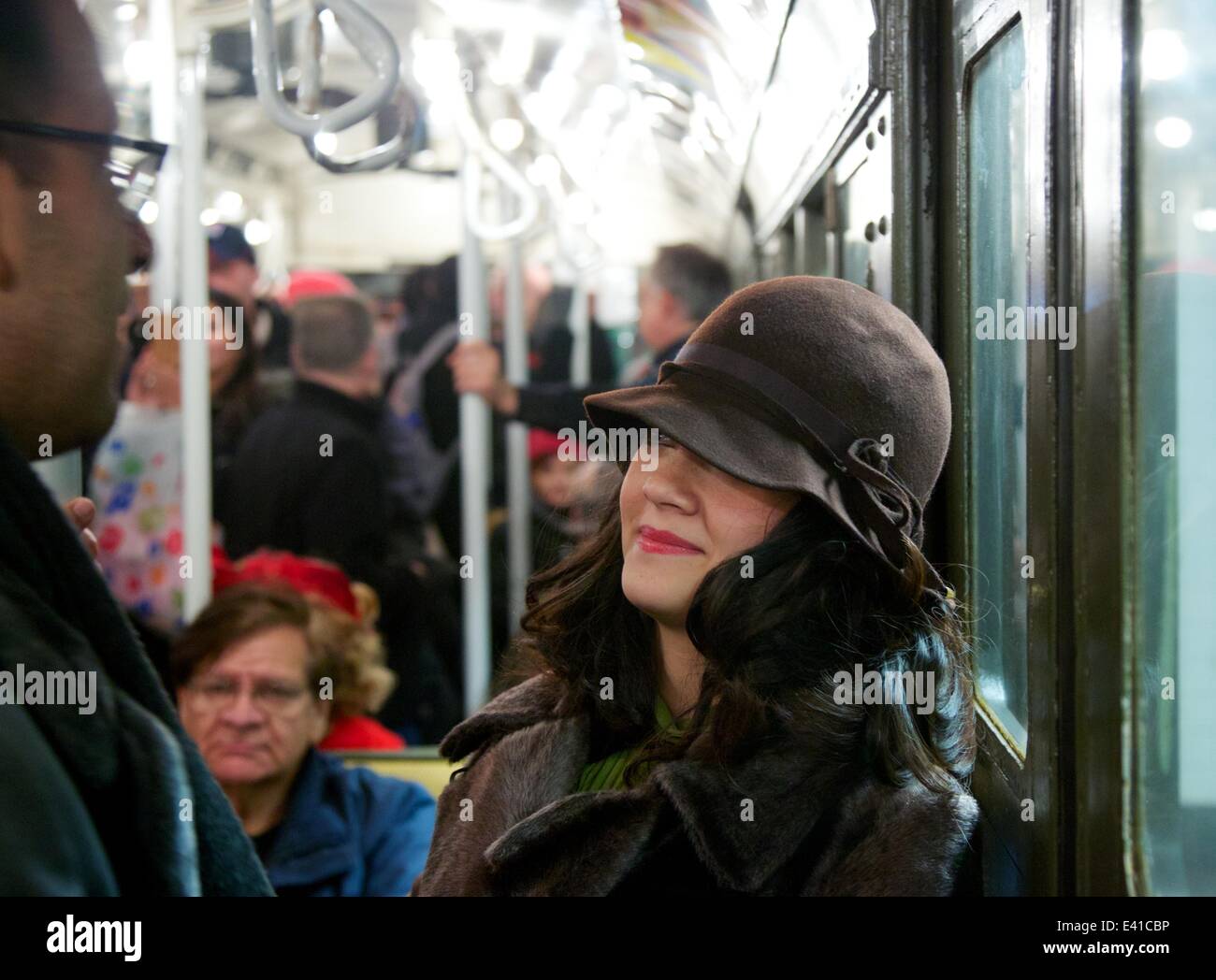 Metropolitan Transit Authority (MTA) 'Nostalgia' vintage subway train sits in the West 4th ...