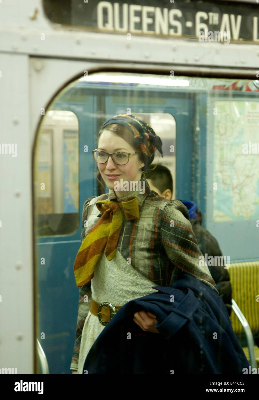 Metropolitan Transit Authority (MTA) 'Nostalgia' vintage subway train sits in the West 4th ...