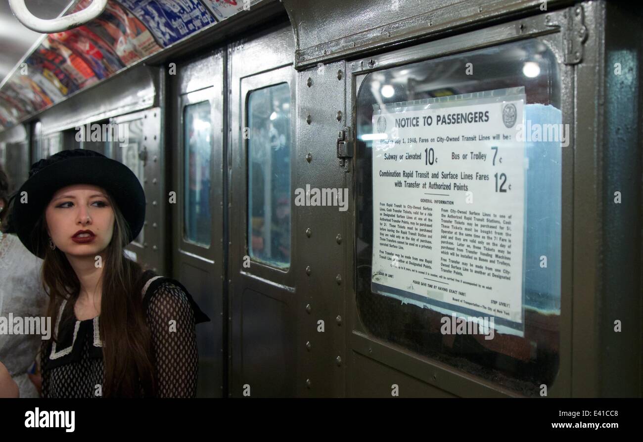 Metropolitan Transit Authority (MTA) 'Nostalgia' vintage subway train sits in the West 4th ...