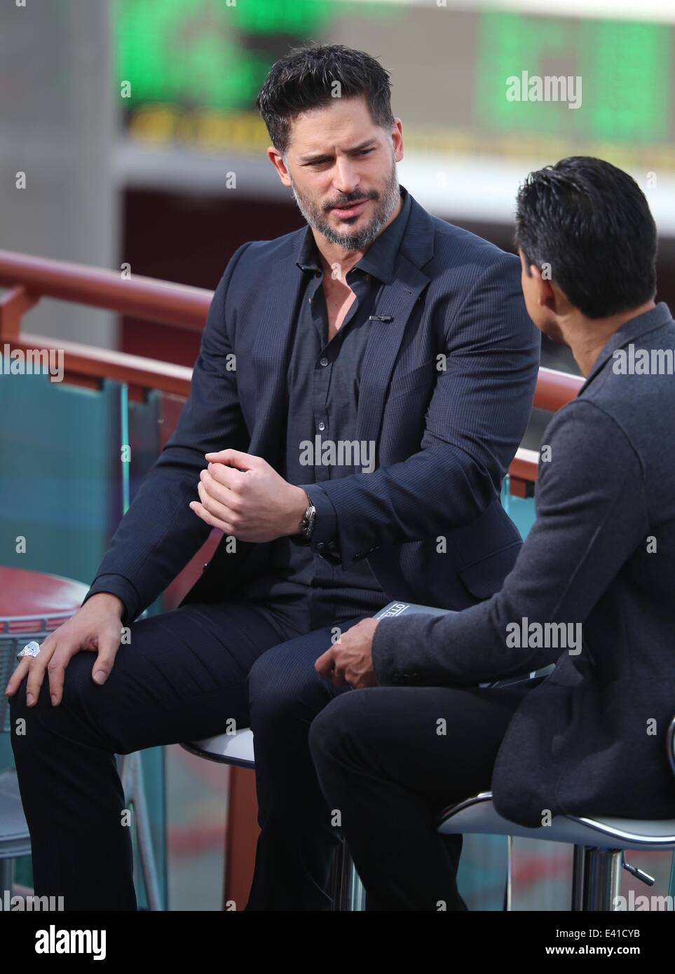 Joe Manganiello appears on Extra hosted by Mario Lopez Featuring: Joe ...