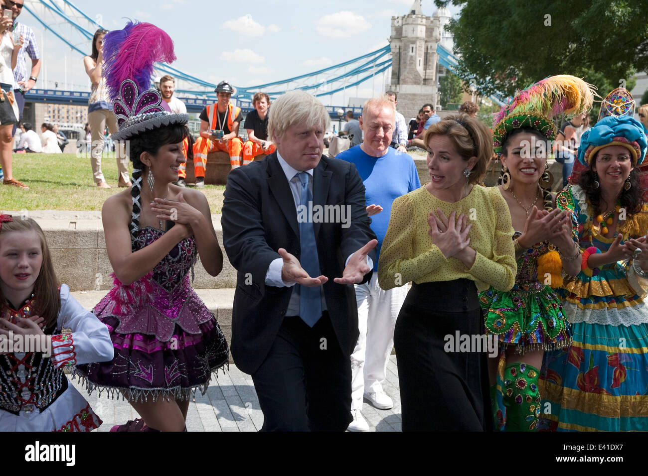 London, UK. 2nd July, 2014. Darcey Bussell and Boris Johnson warm up ...