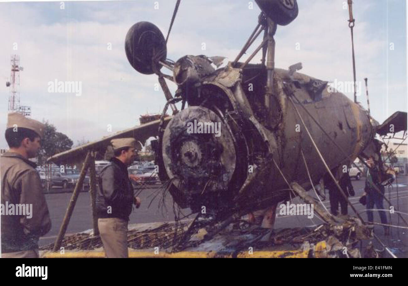 A VMF2 F3F2 fighter aircraft being recovered. The F3F2 was a carrier ...