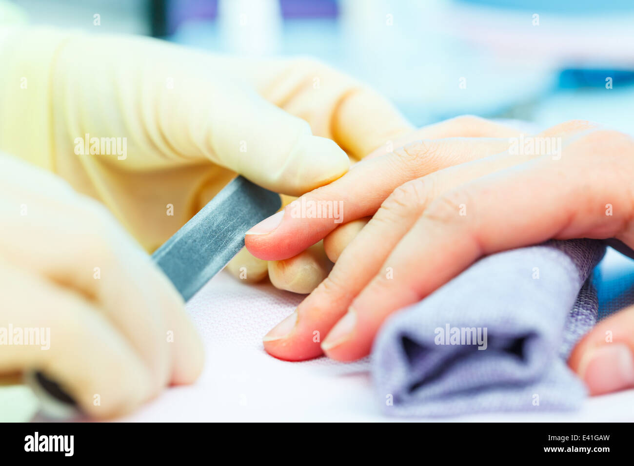 nail treatment in nail salon Stock Photo - Alamy