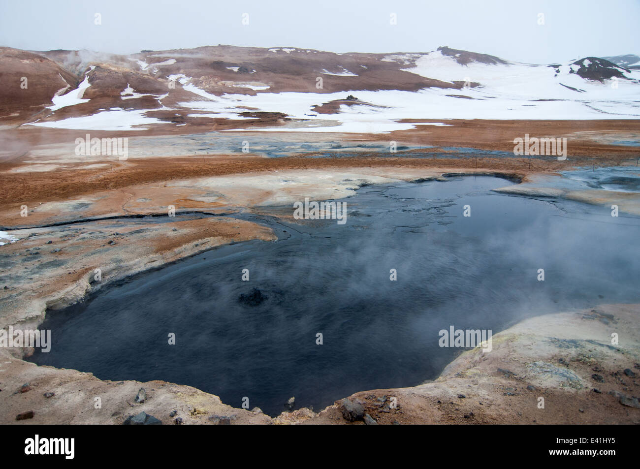 Boiling Mud Pools in Namaskard Stock Photo - Alamy
