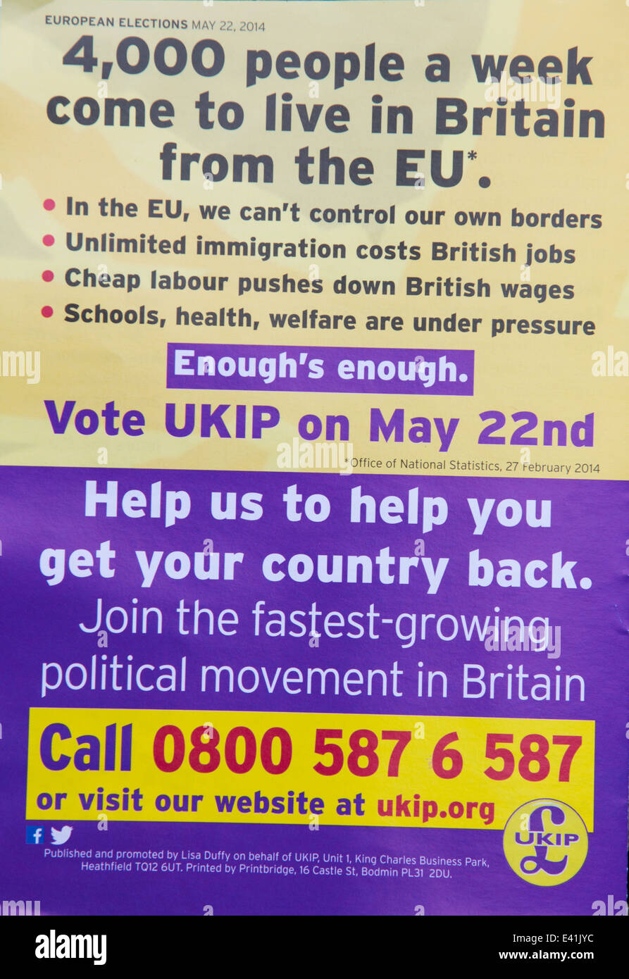 A UKIP poster in a supporters window Stock Photo - Alamy