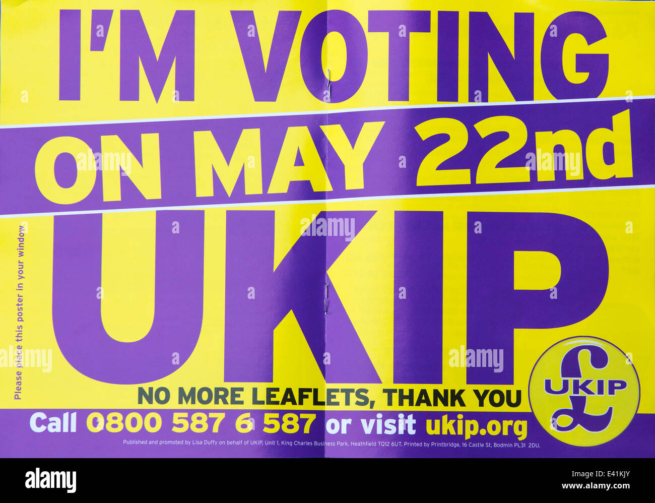 A UKIP poster in a supporters window Stock Photo - Alamy