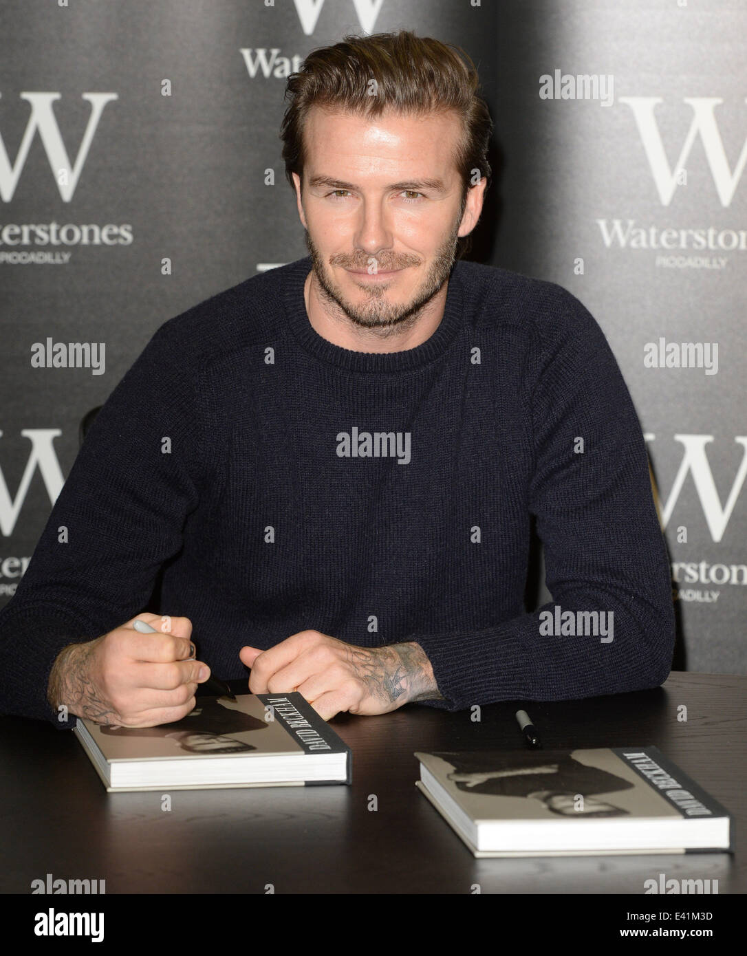 David Beckham signs copies of his new book entitled 'David Beckham' at ...