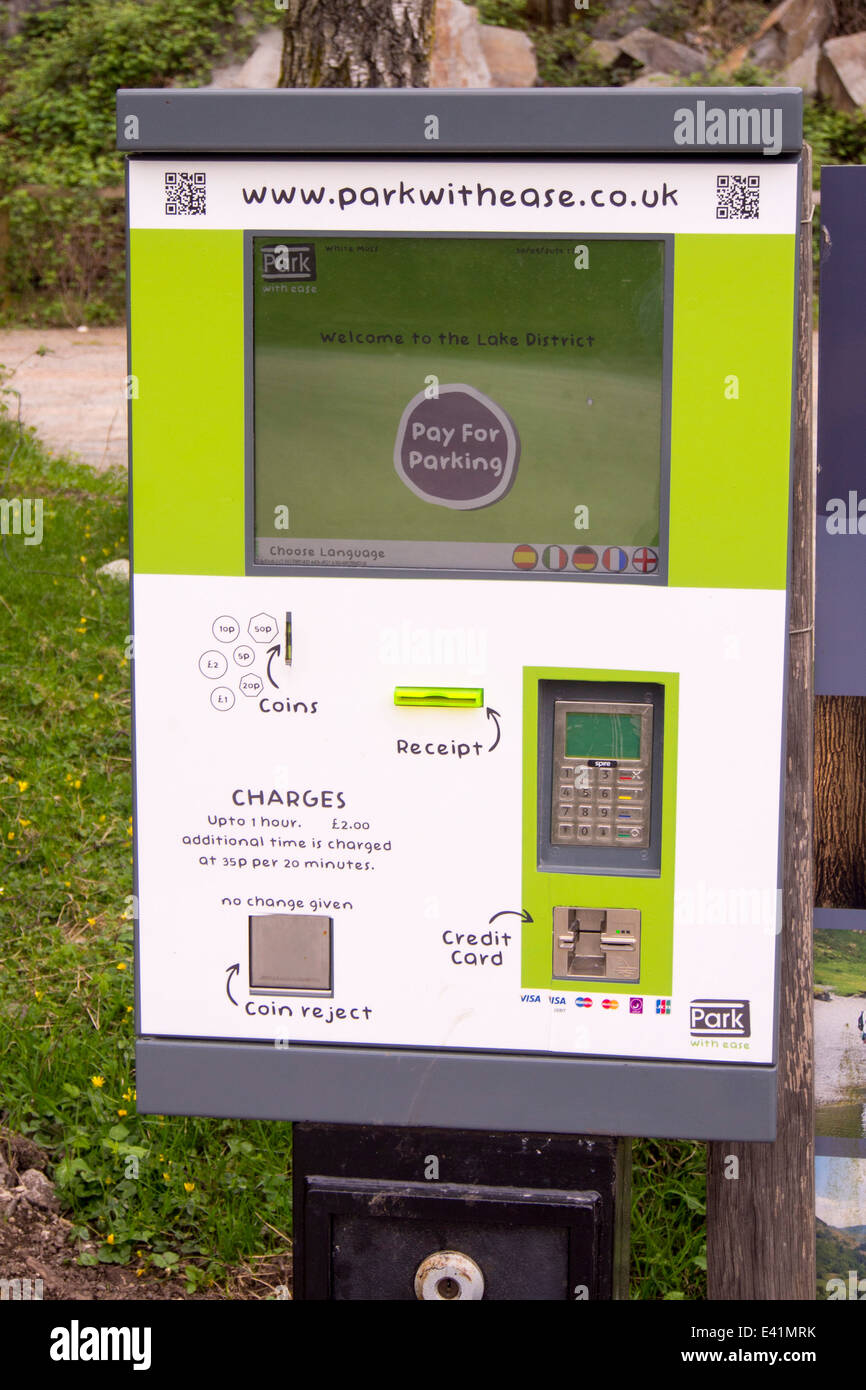 A parking pay machine at White Moss, Lake District, UK Stock Photo - Alamy