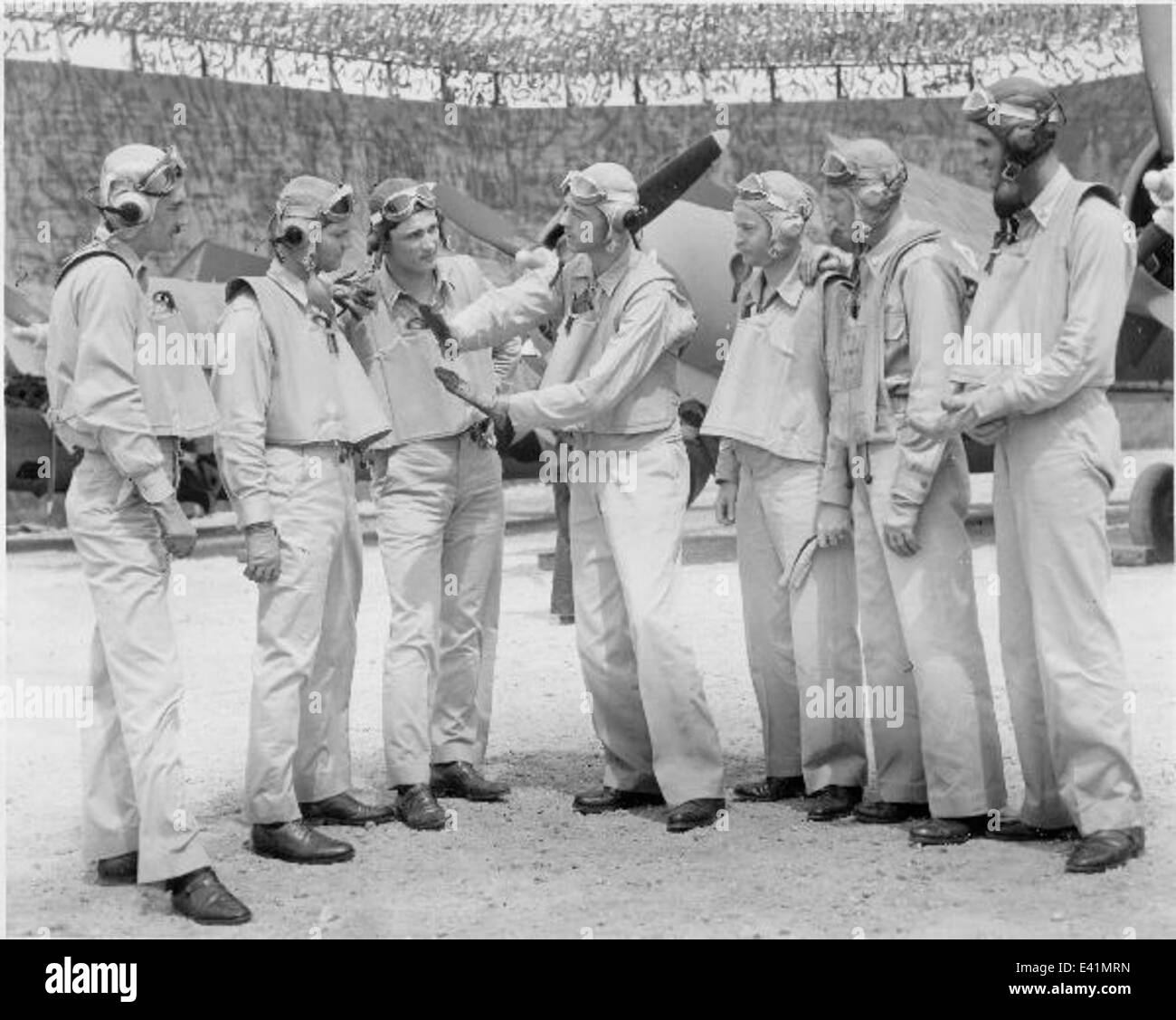 This photograph from 1942 shows Jimmy Thach and his squadron, VF-3 ...