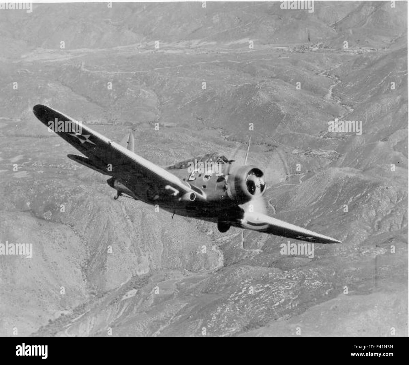 A TBD-1 Devastator aircraft from VT-5 making a left bank maneuver ...