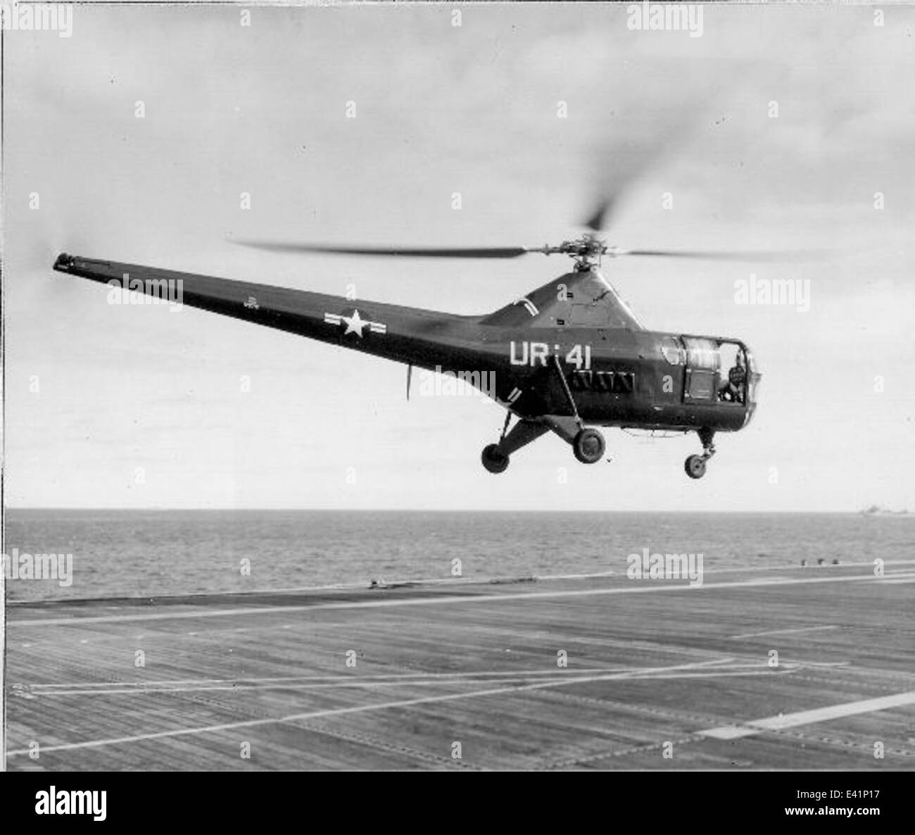 This photograph shows the Sikorsky HO3S-1, a helicopter used by the U.S ...