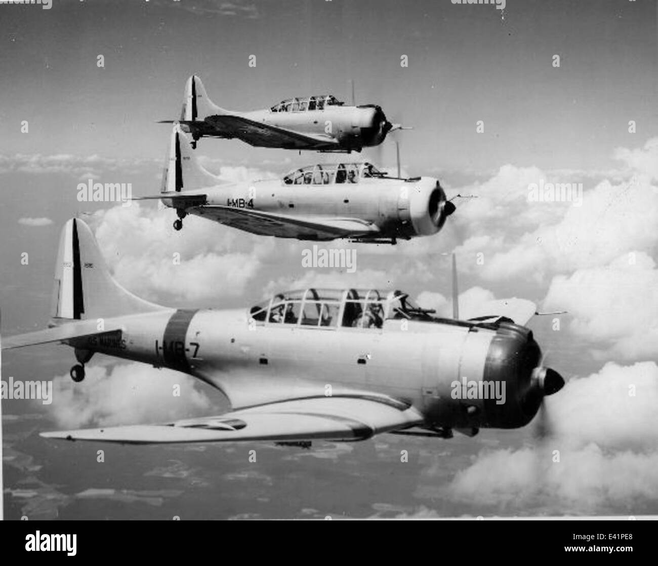A photograph of SBD-1 Dauntless dive bombers of the U.S. Marine Corps ...