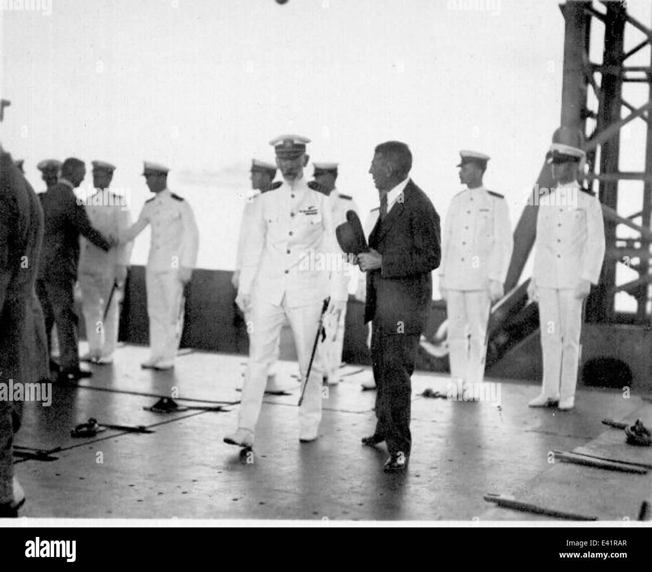 A photograph of Admiral Joseph M. 'Bull' Reeves and the USS Langley ...