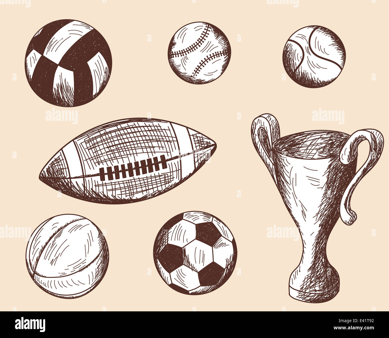 Set of different sketch balls. EPS 10 vector illustration without ...
