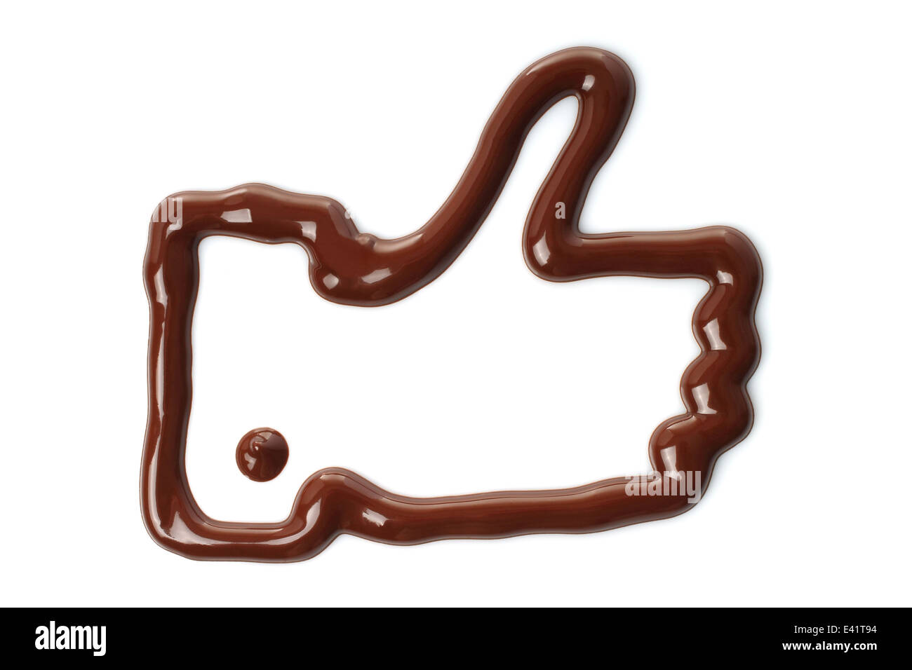Thumb up hand made of melted chocolate on white background Stock Photo ...