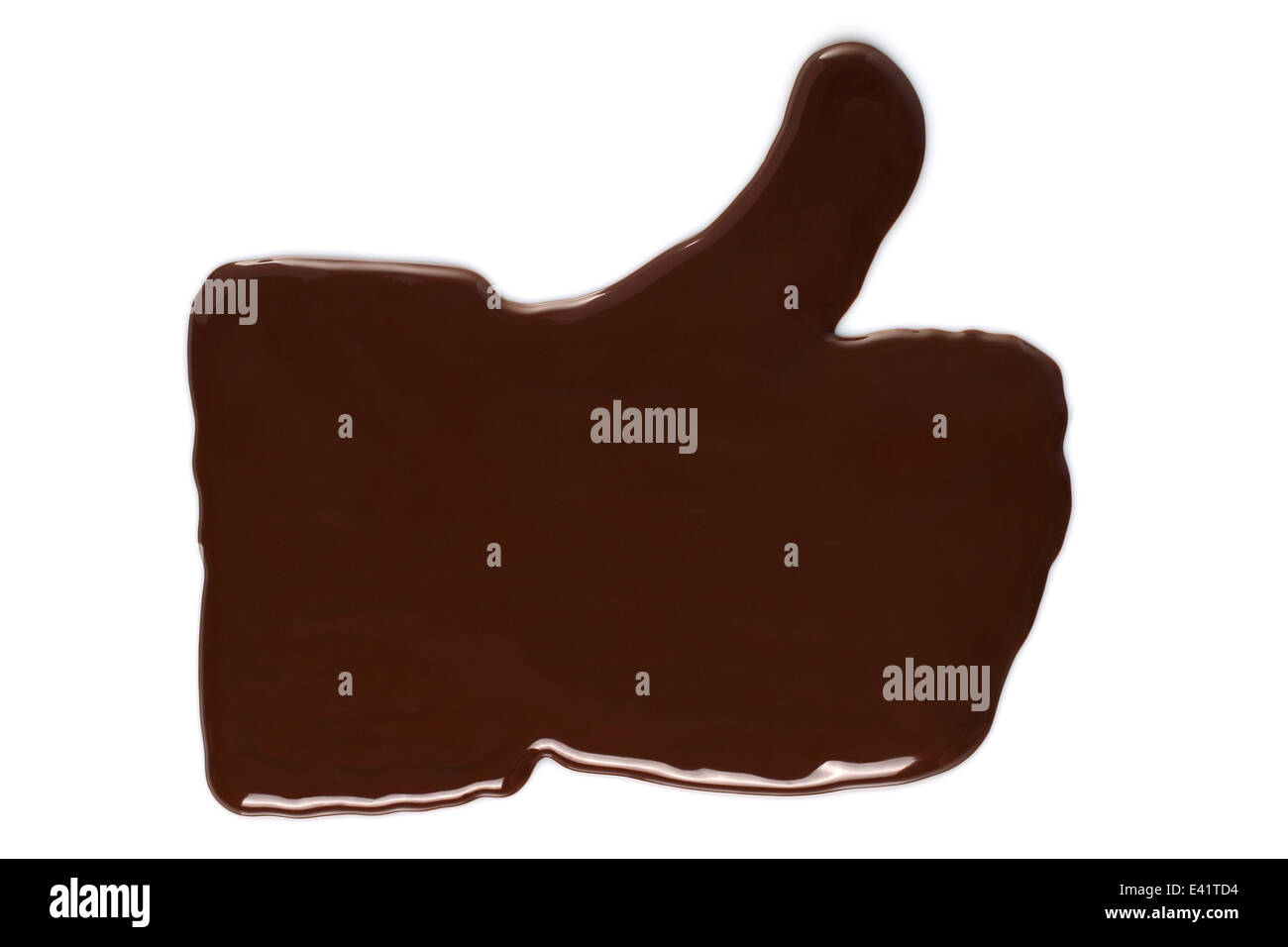 Thumb up hand made of melted chocolate on white background Stock Photo ...