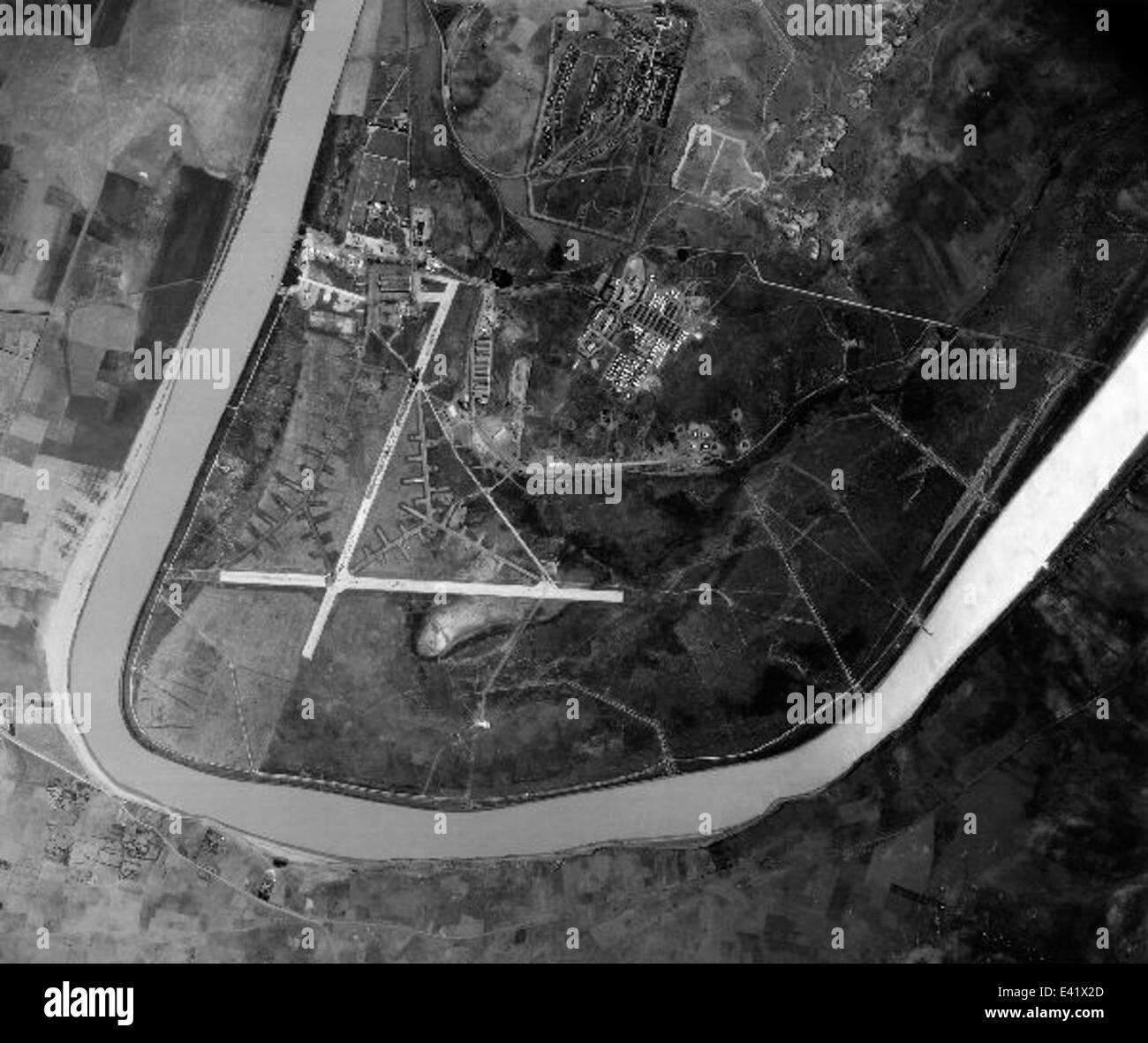 Aerial view of Port Lyautey, Morocco, showing the location and layout ...