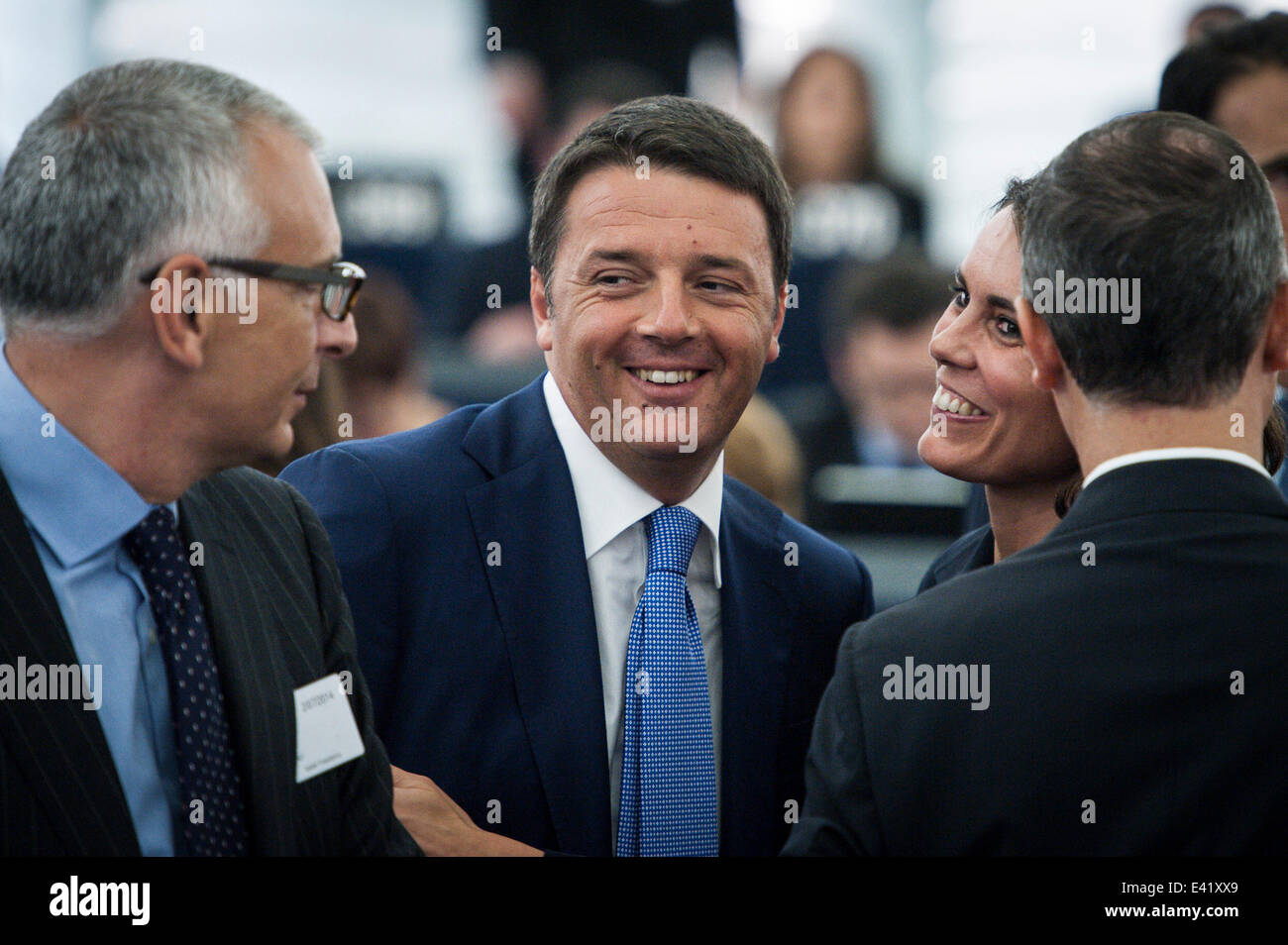 Strasbourg, Bxl, France. 2nd July, 2014. Italy's Prime Minister Matteo ...