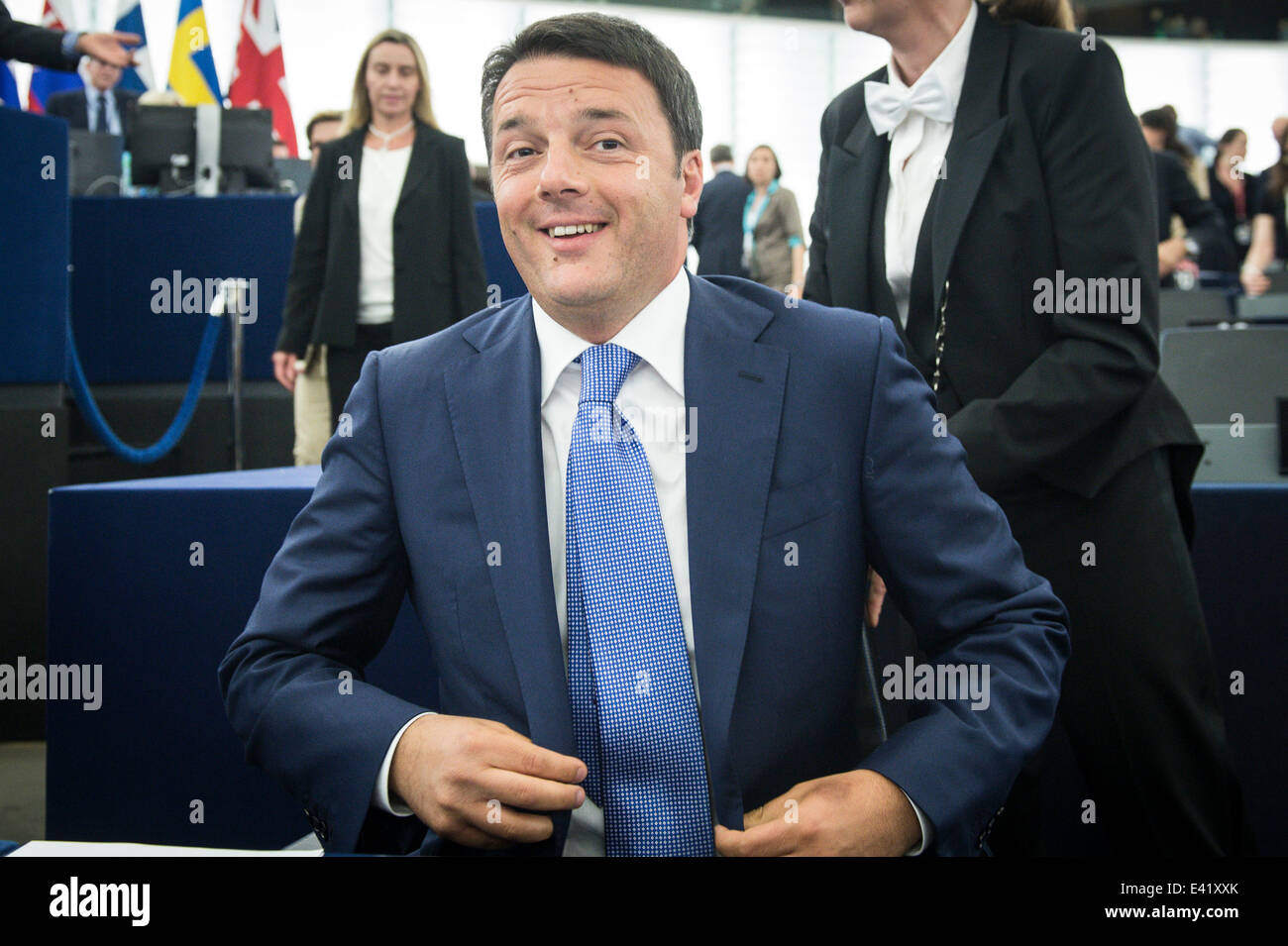 Strasbourg, Bxl, France. 2nd July, 2014. Italy's Prime Minister Matteo ...