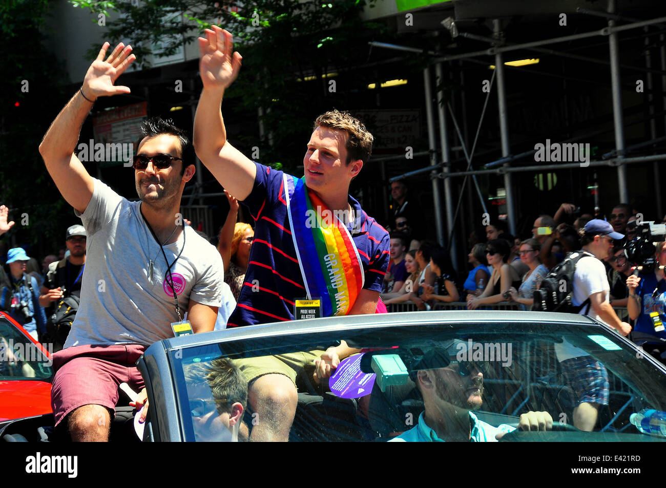 NYC: Grand Marshal Broadway actor and TV star Jonathan Graff riding in ...
