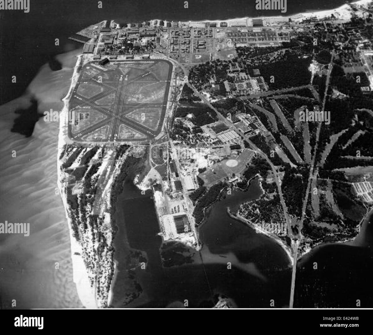 The NAS Pensacola base in 1951 is depicted in this historical image ...