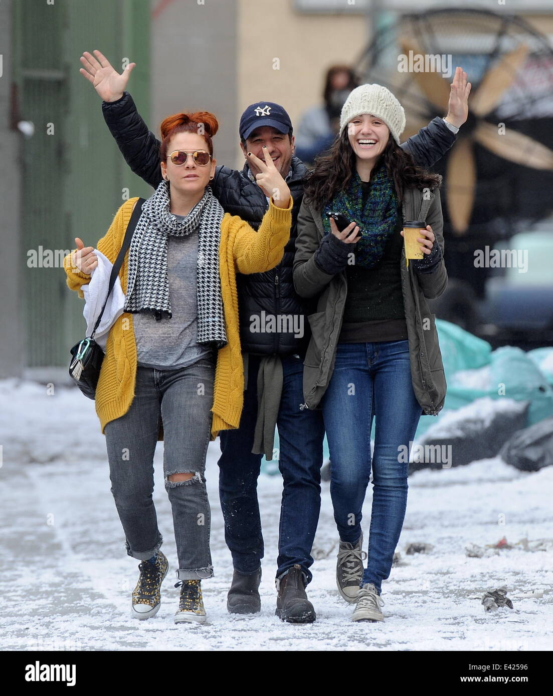 Actress Emmy Rossum crying on the set of "Shameless" as she walks down ...