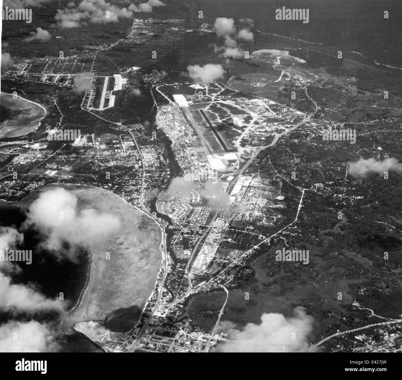 A photograph of NAS Agana, a U.S. Navy base in Guam, depicting aircraft ...