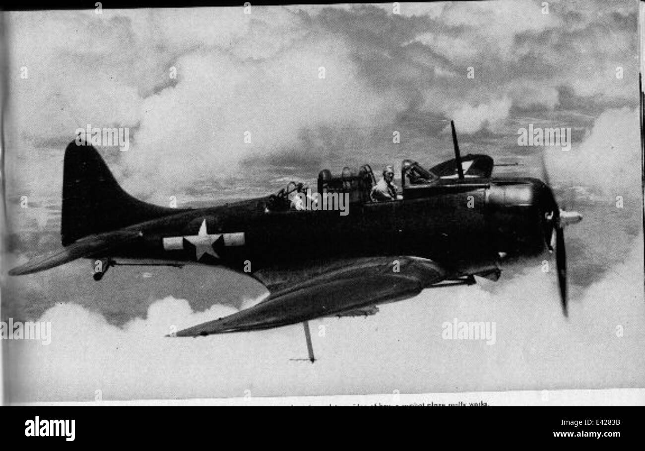 This image depicts the SBD Dauntless, a carrier-based dive bomber used ...