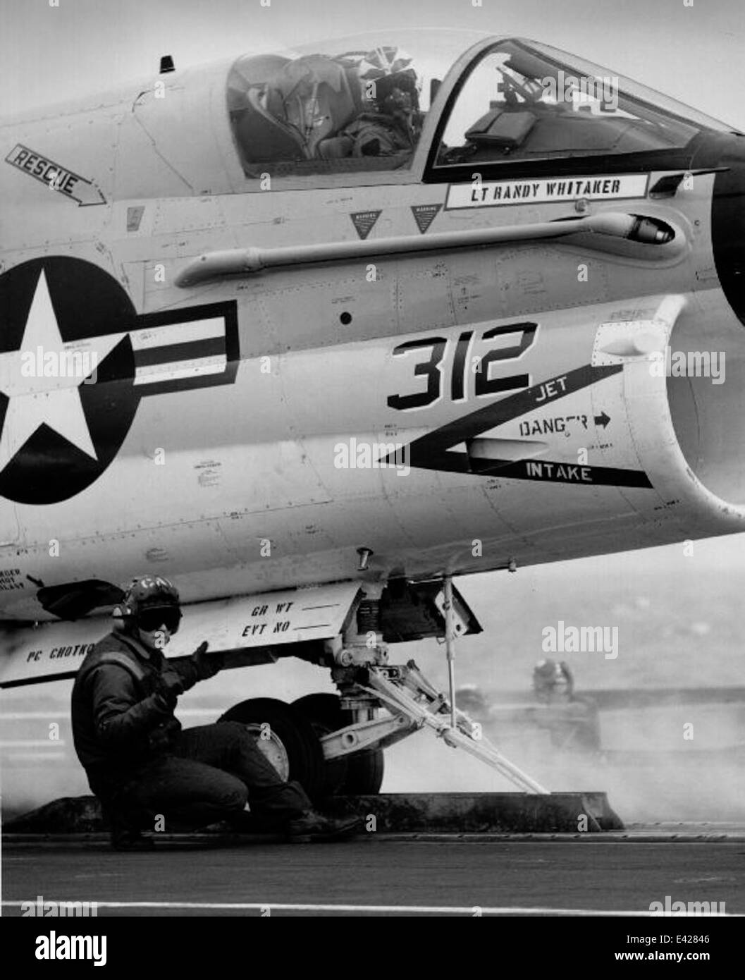 An image showing the VA-97 squadron's A-7E Corsair II in flight. The A ...