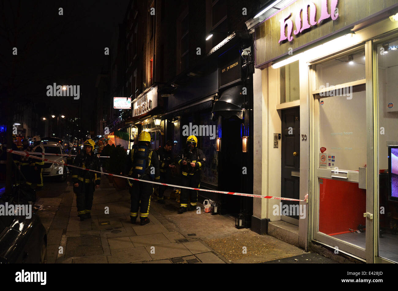 Fire crews attend an inicdent in Goodge Street at the The Reverend J W ...