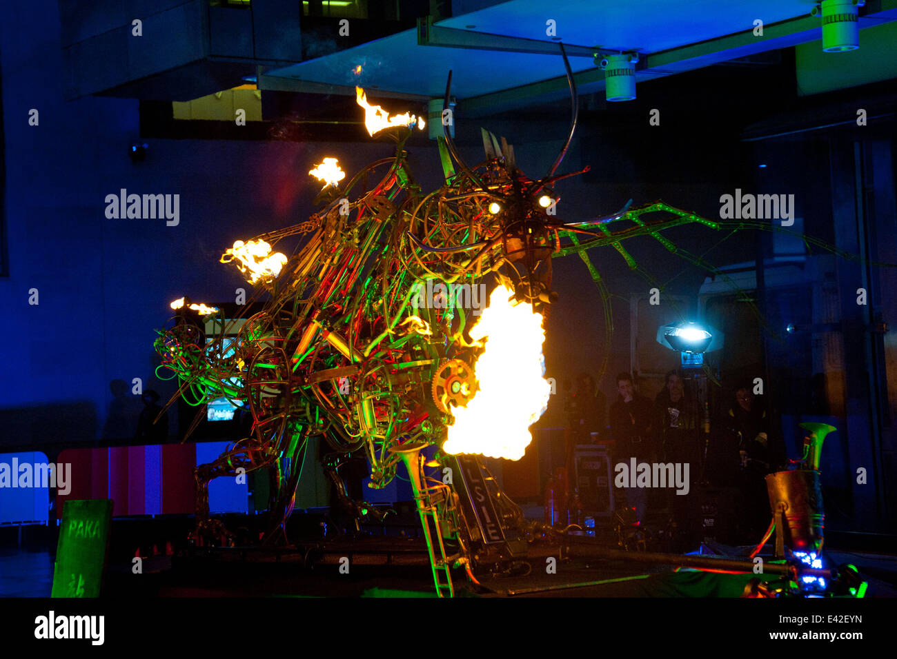 A mechanical fire breathing dragon on 'The One Show' at the BBC's ...