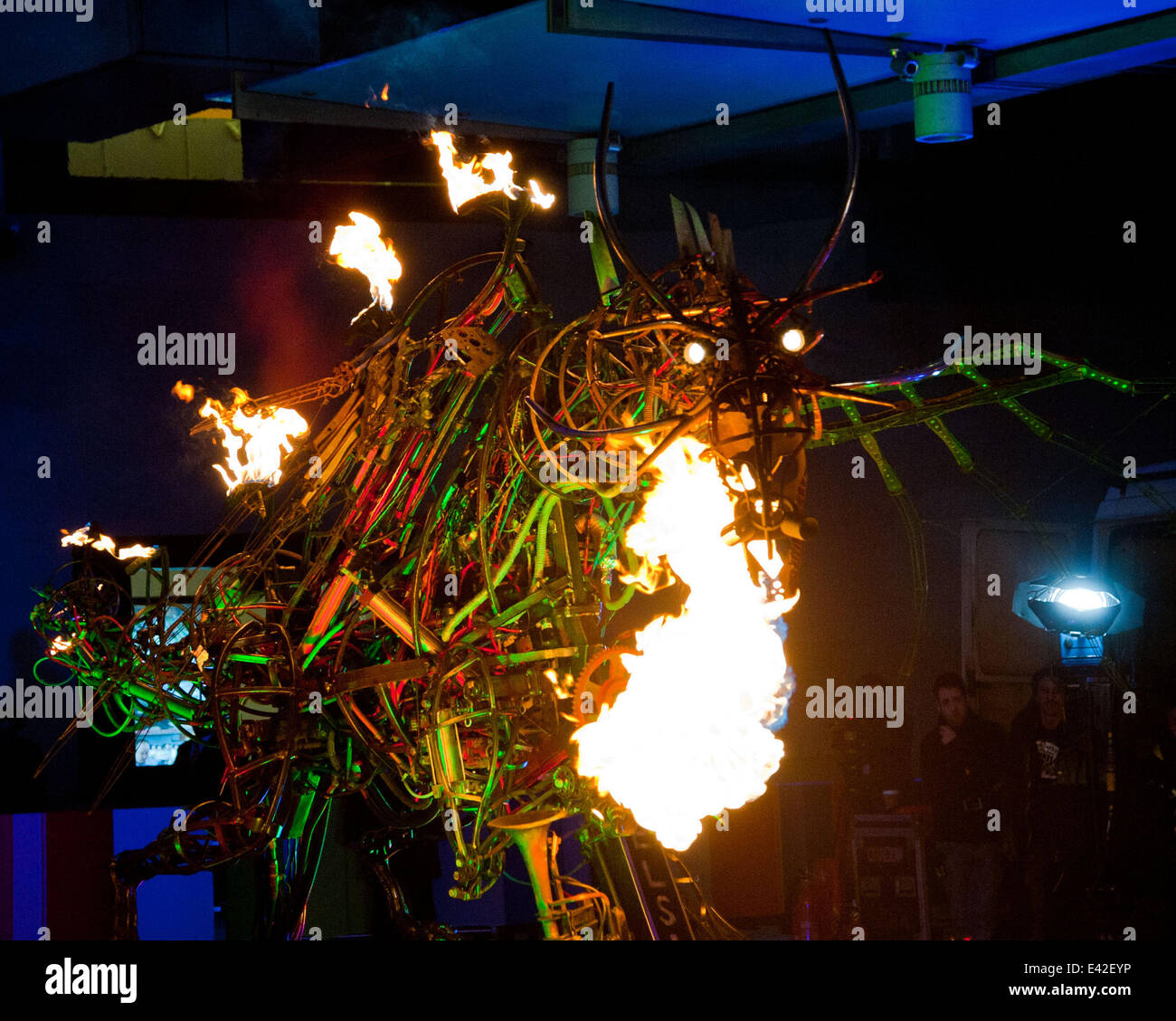 A mechanical fire breathing dragon on 'The One Show' at the BBC's ...
