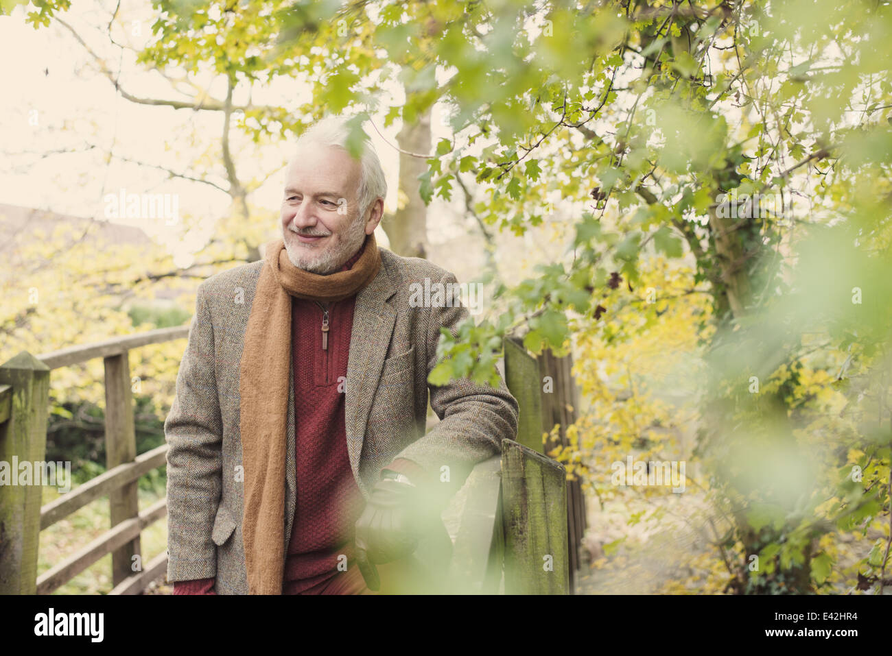 Old man leaning fence hi-res stock photography and images - Alamy