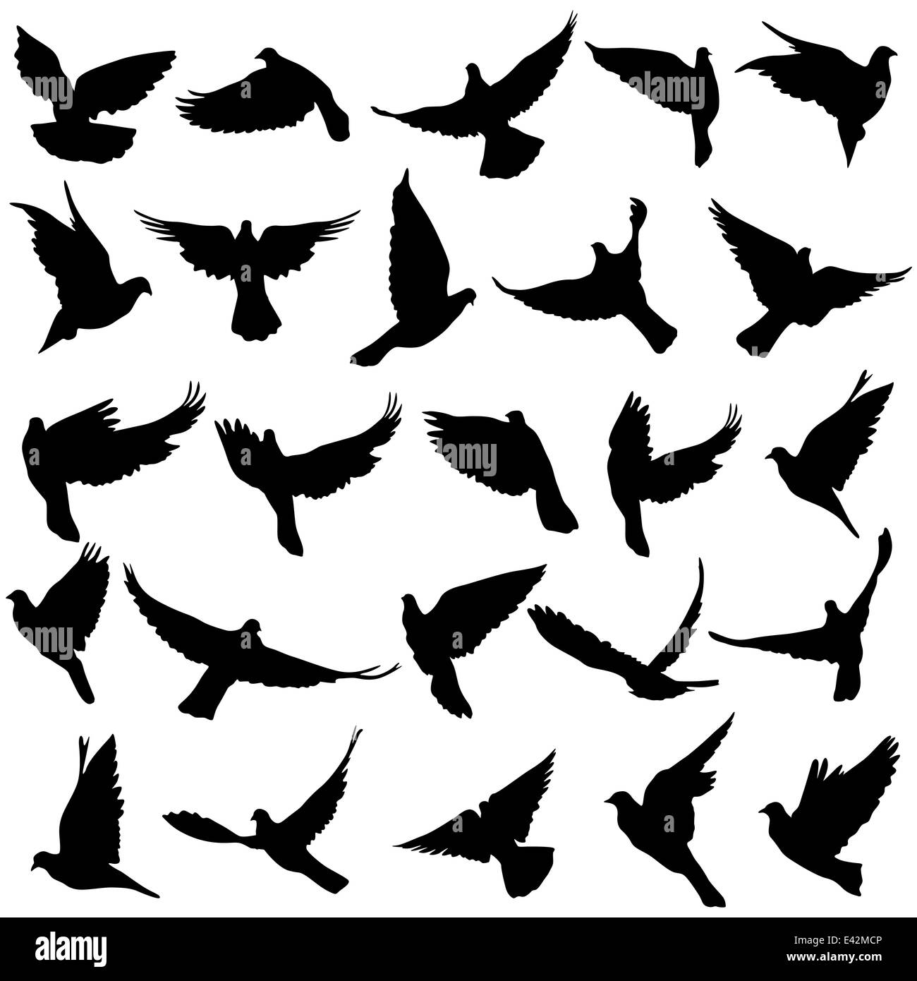 Concept of love or peace. Set of silhouettes of doves. Vector il Stock ...