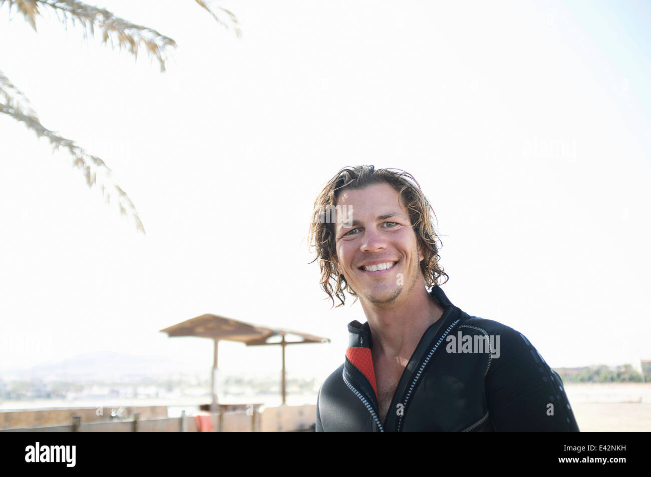 Portrait of mid adult male scuba diver on beach Stock Photo - Alamy