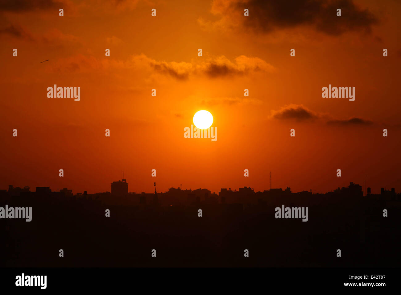 July 2, 2014 - Gaza, Palestinian Territories - Sunset in Gaza City, on ...