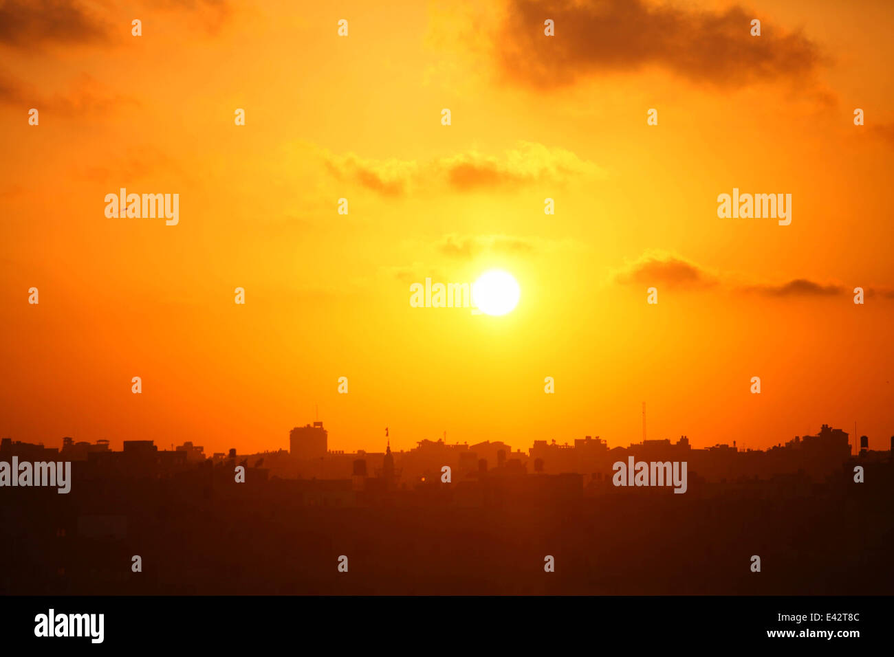 July 2, 2014 - Gaza, Palestinian Territories - Sunset in Gaza City, on ...